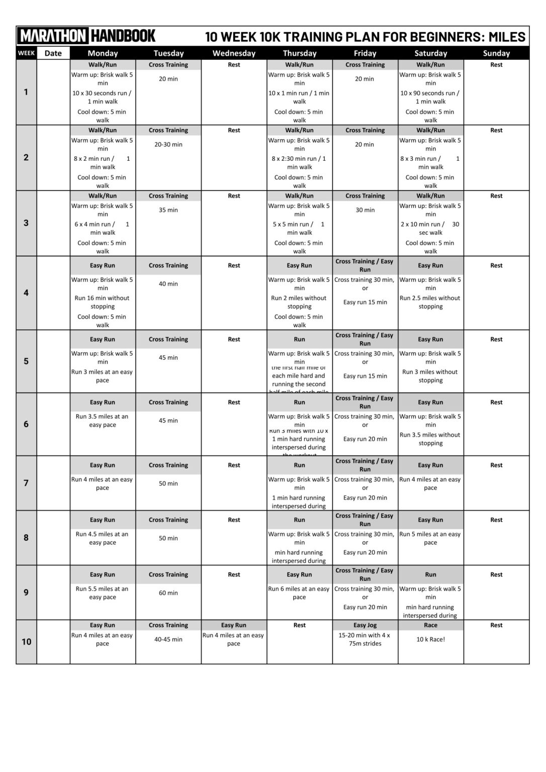 10 Week 10k Training Plan + Complete Training Guide