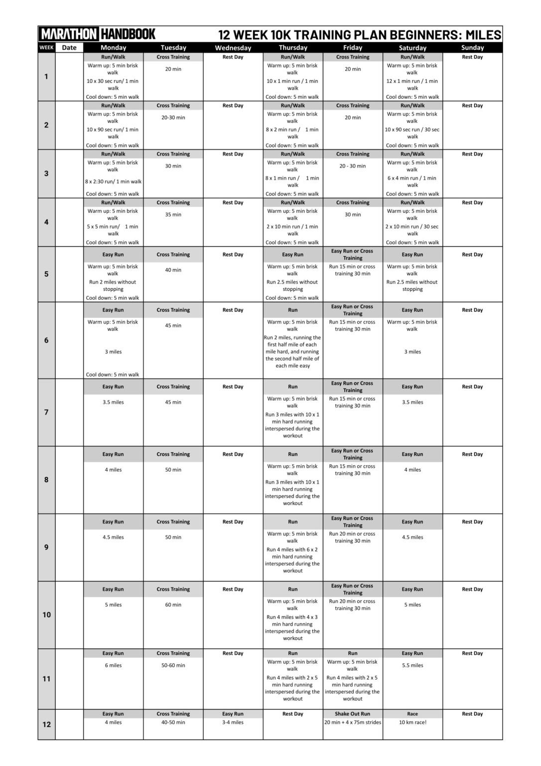 The 12 Week 10k Training Plan + Complete Guide