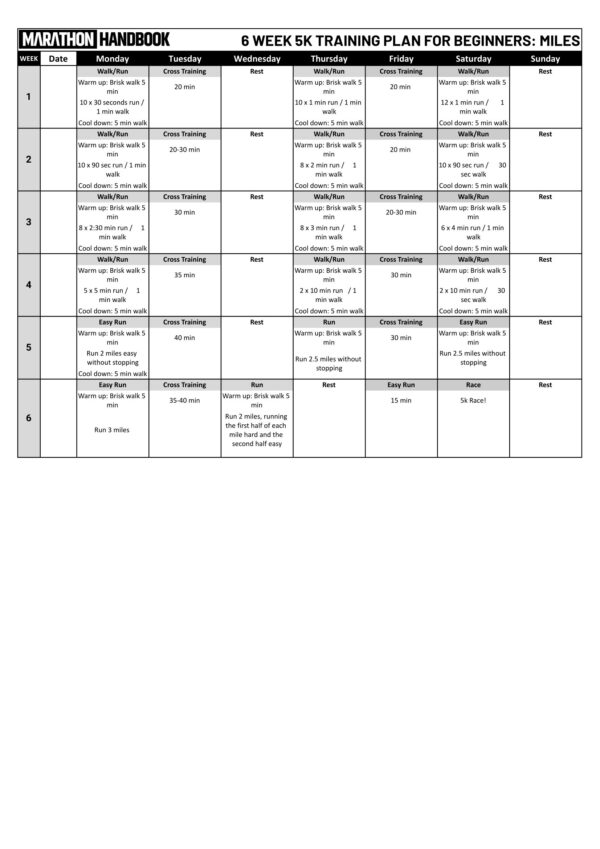 6 Week 5k Training Plan + Complete Training Guide